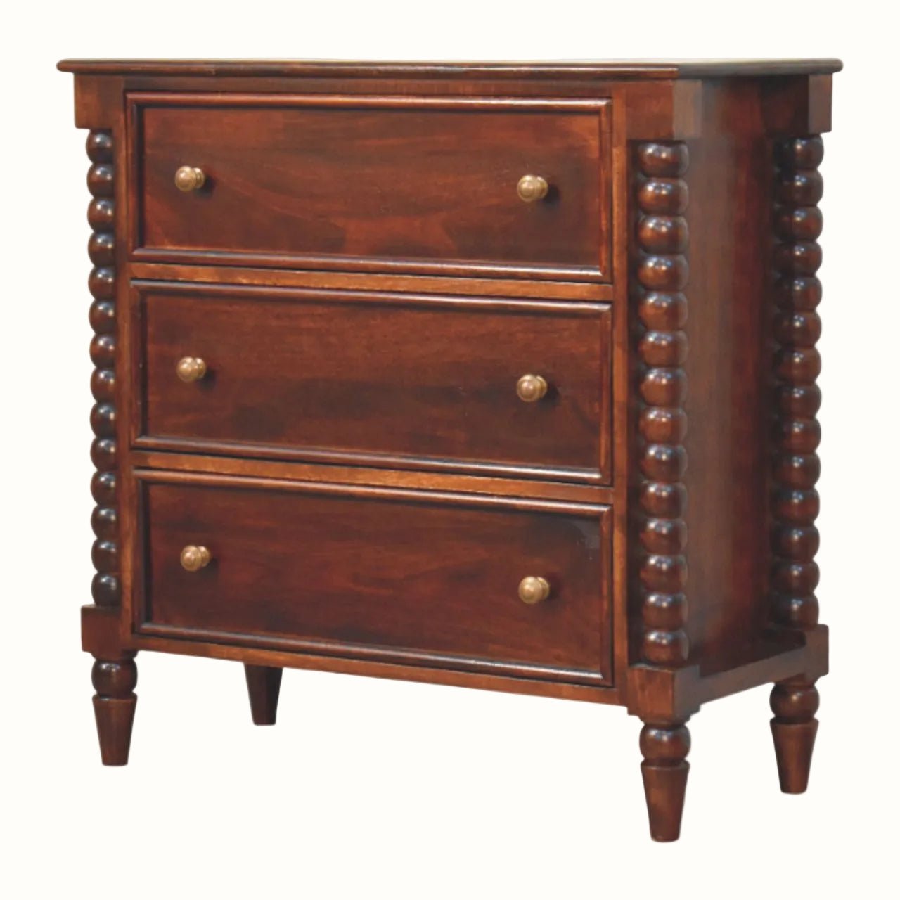 Arlen Spindle Chest of 3 Drawers - Winewood Oak – Bokel Home