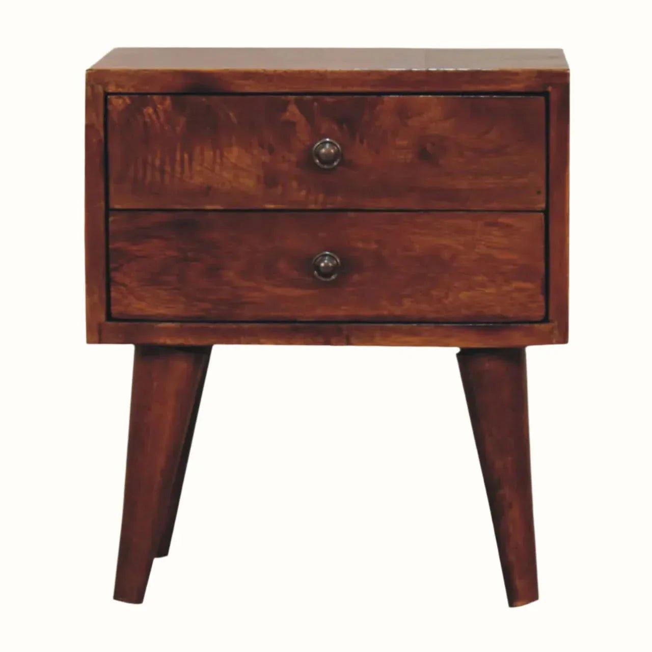 Fogel 2 Drawer Bedside Table, Small - Chestnut – Bokel Home